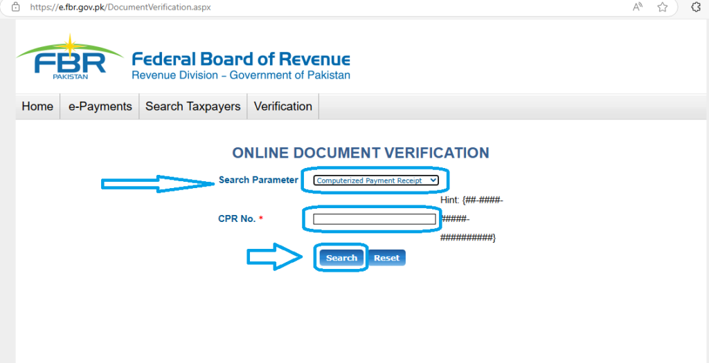 How to Download Computerized Payment Receipt (CPR) from FBR - TaxationPk